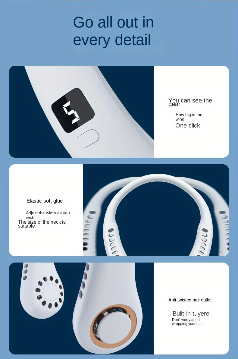 New Portable Leafless Hanging Neck Fan Three Generations - Temu Canada