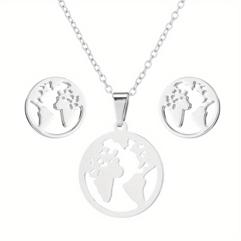 Vintage Origami World Map Necklace Earrings Set Geometric - Temu Australia