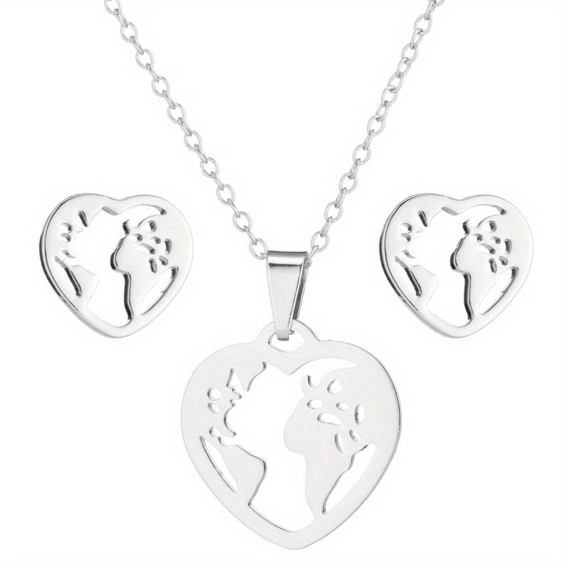 Vintage Origami World Map Necklace Earrings Set Geometric - Temu Australia