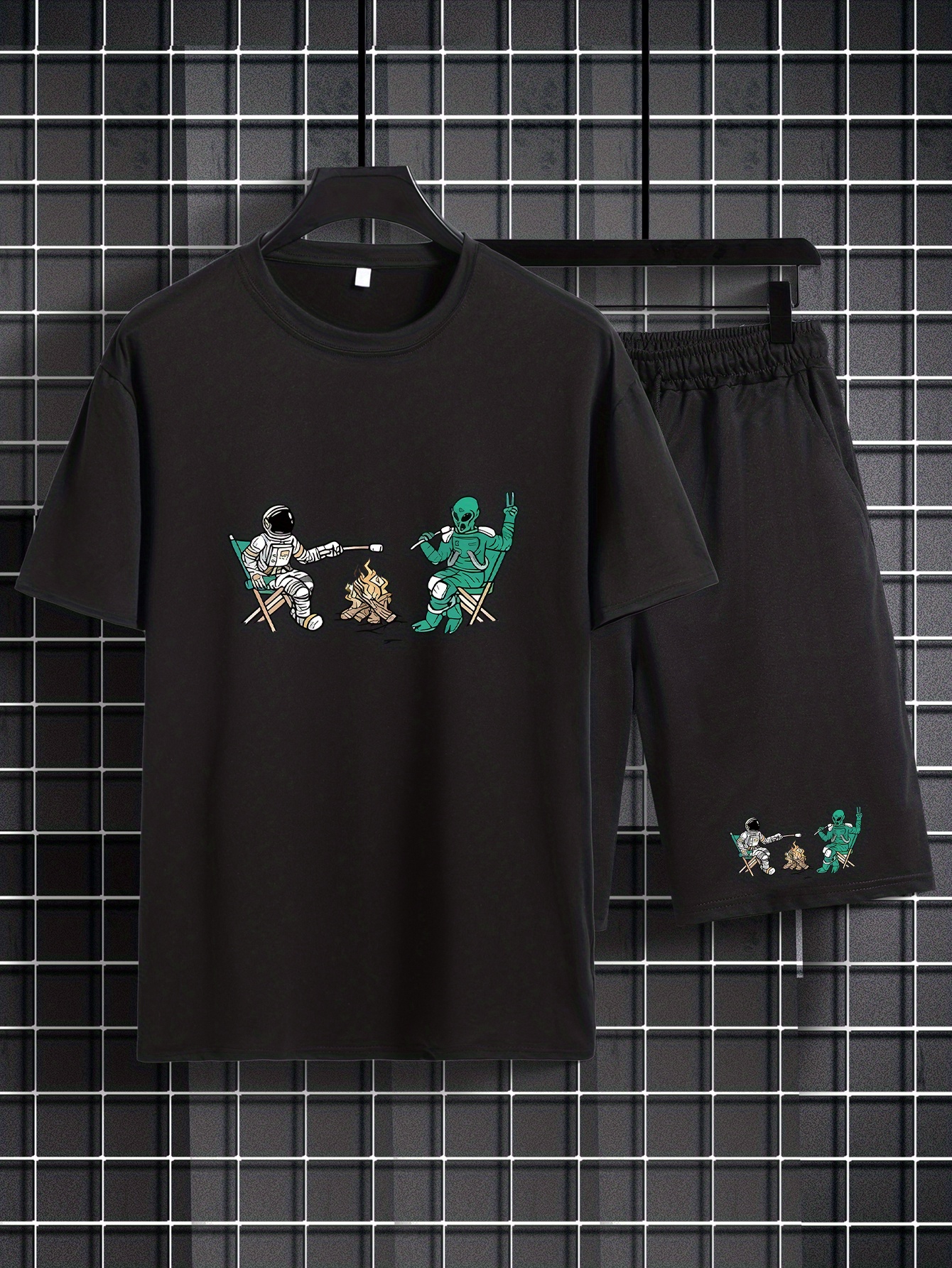 Men's Astronaut Alien Eating Barbecue Print Graphic T shirt - Temu ...