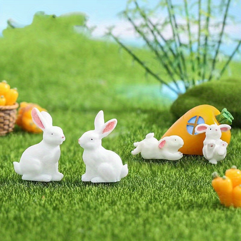 Miniature Rabbit Resin Statue Easter Micro Landscape Bonsai - Temu
