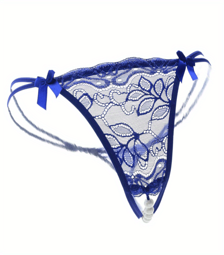 Sexy Floral Lace Thongs With Open Crotch Low Waist Sheer Panties For