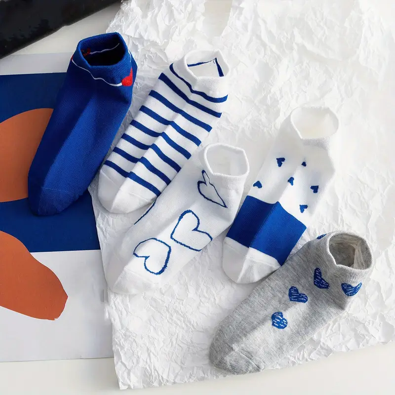 Heart Print Socks Cute Lightweight Low Cut Ankle Socks Temu United