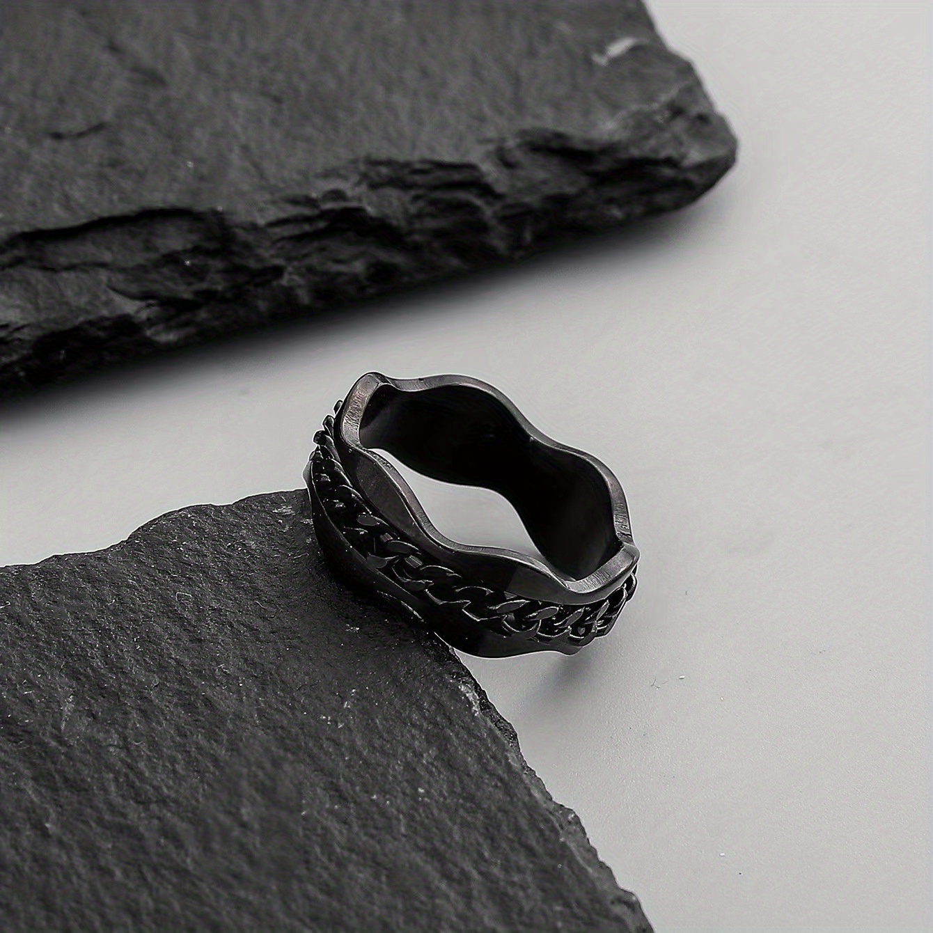 Wide Wavy Chain Swivel Stainless Steel Ring Fashion Simple - Temu New ...