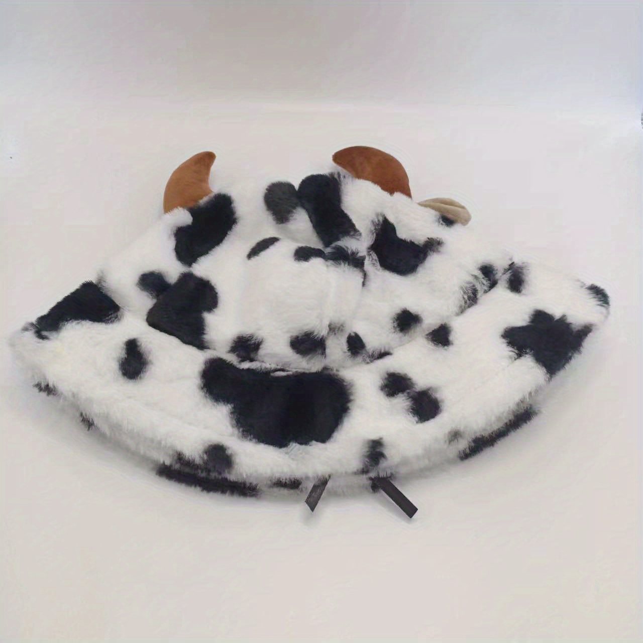 Cow Print Fuzzy Bucket Hat Cow Ear Horns Unisex Sunscreen - Temu Norway