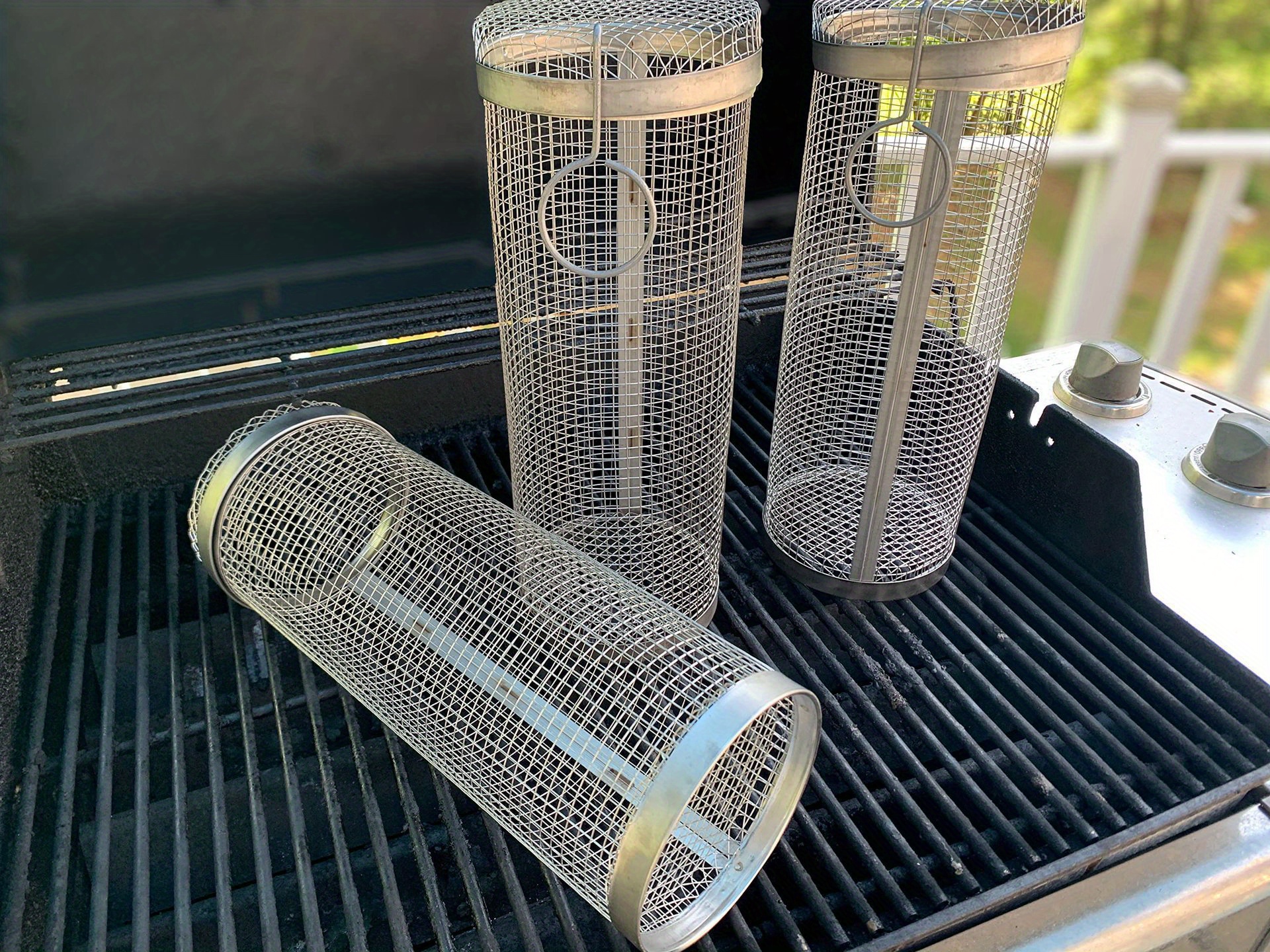 1 Stück, Outdoor-grillkäfig Aus Edelstahl, Bbq-grillzylinder-grillkorb ...