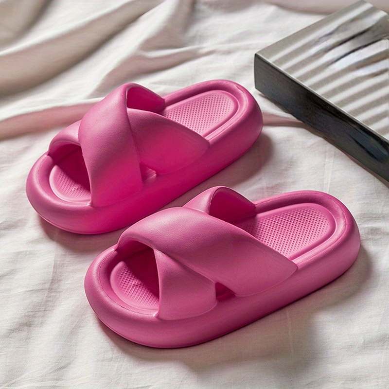Women's Cross Strap Cloud Slides Solid Color Open Toe Super - Temu ...