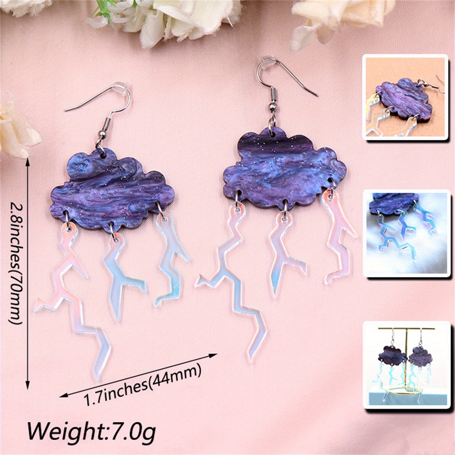 Fashion Novelty Acrylic Earrings Cloud Lightning Shape - Temu Canada