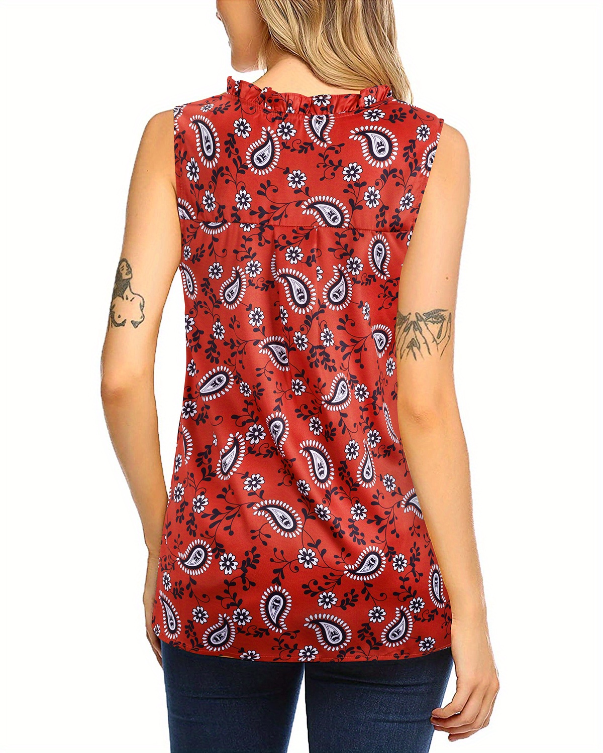 Floral Print Lettuce Neck Tank Top Casual Button Front Temu Netherlands