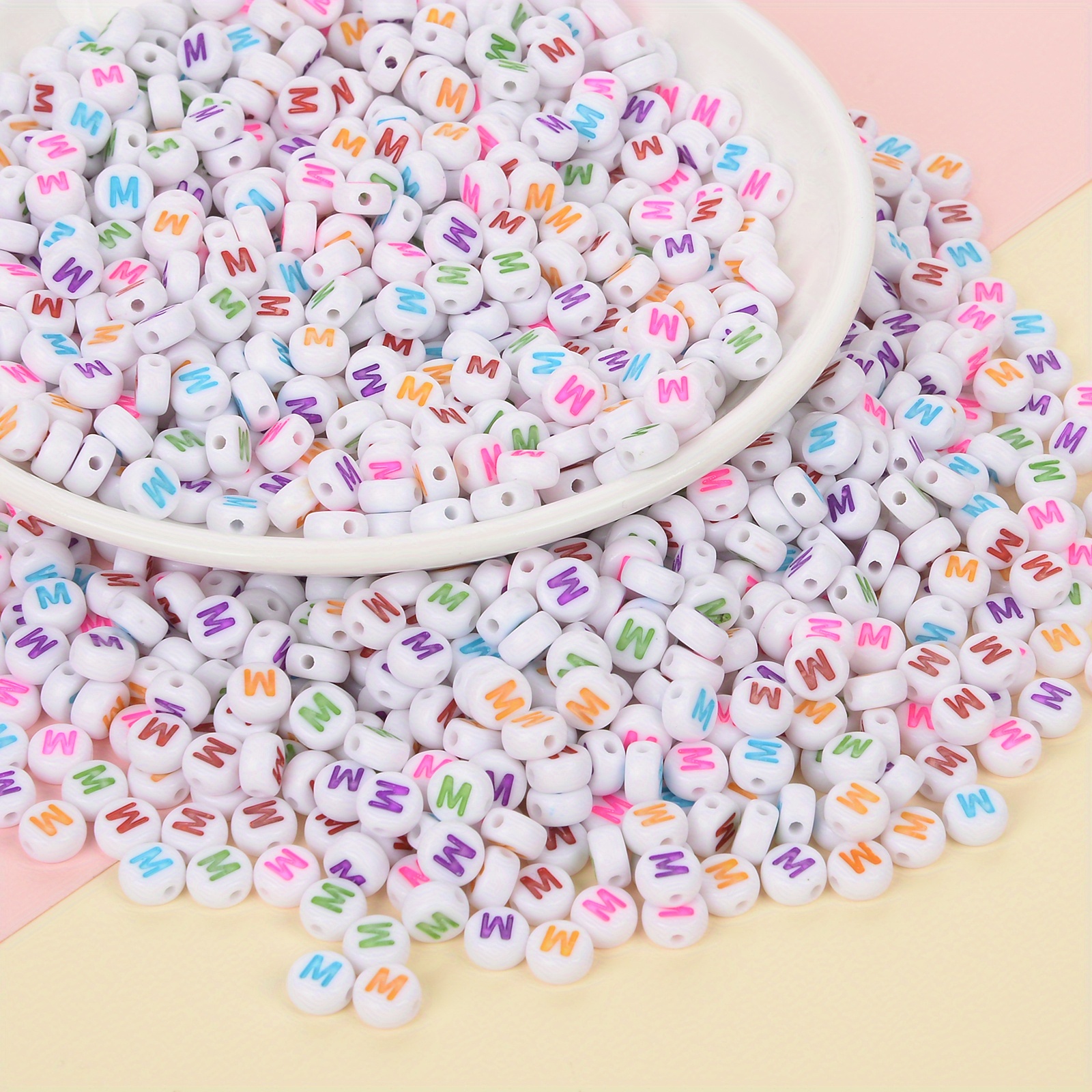 Alphabet Letters Beads Color Round White Acrylic Loose - Temu Norway