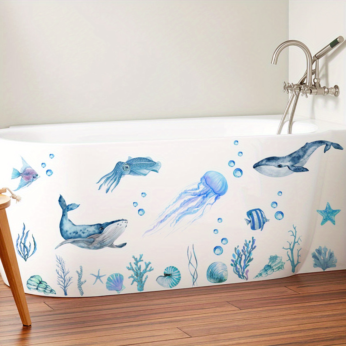 Add A Splash Color Bathroom Creative Blue Ocean Dolphin - Temu