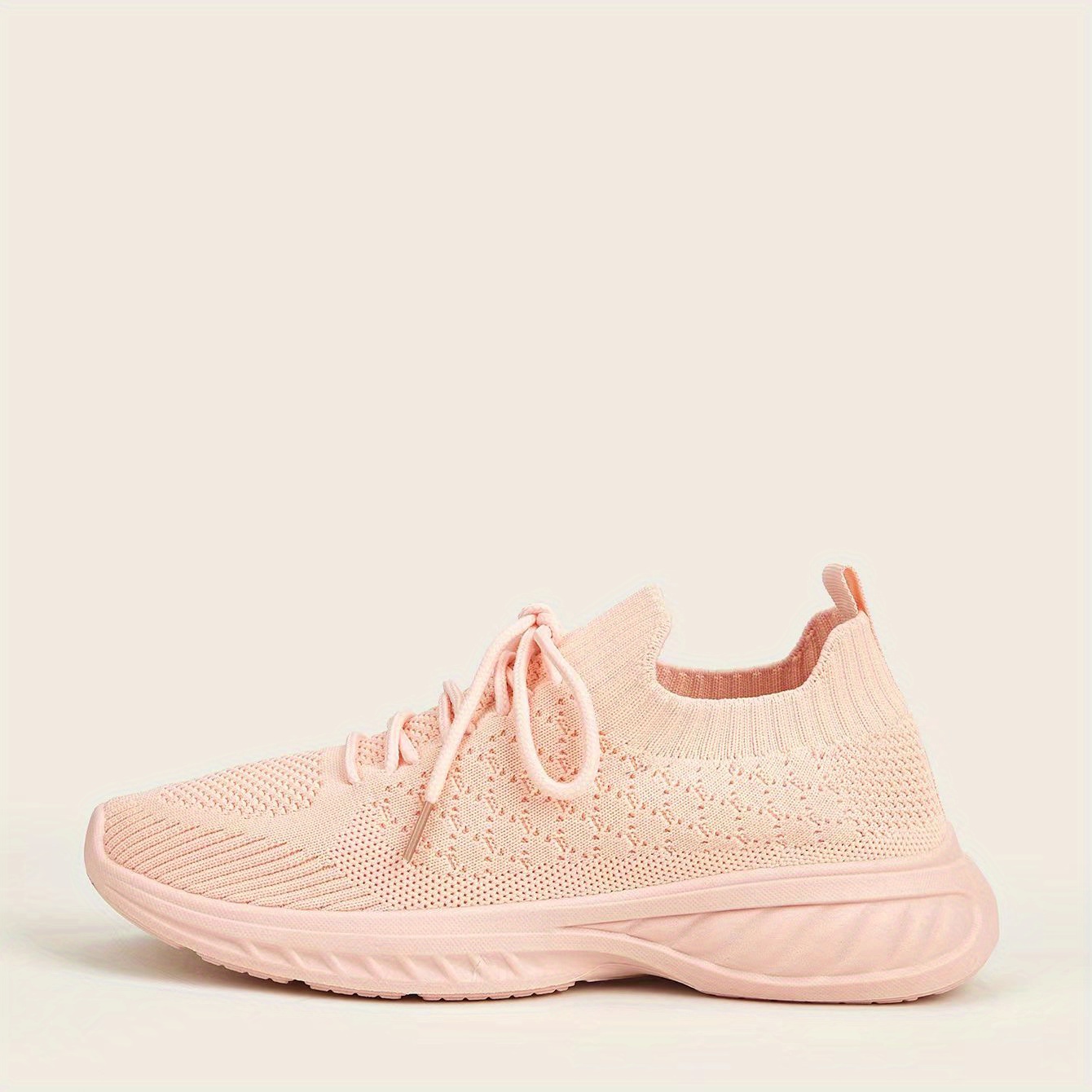 Women's Knitted Sports Shoes Lightweight Lace Up Outdoor Running Shoes ...