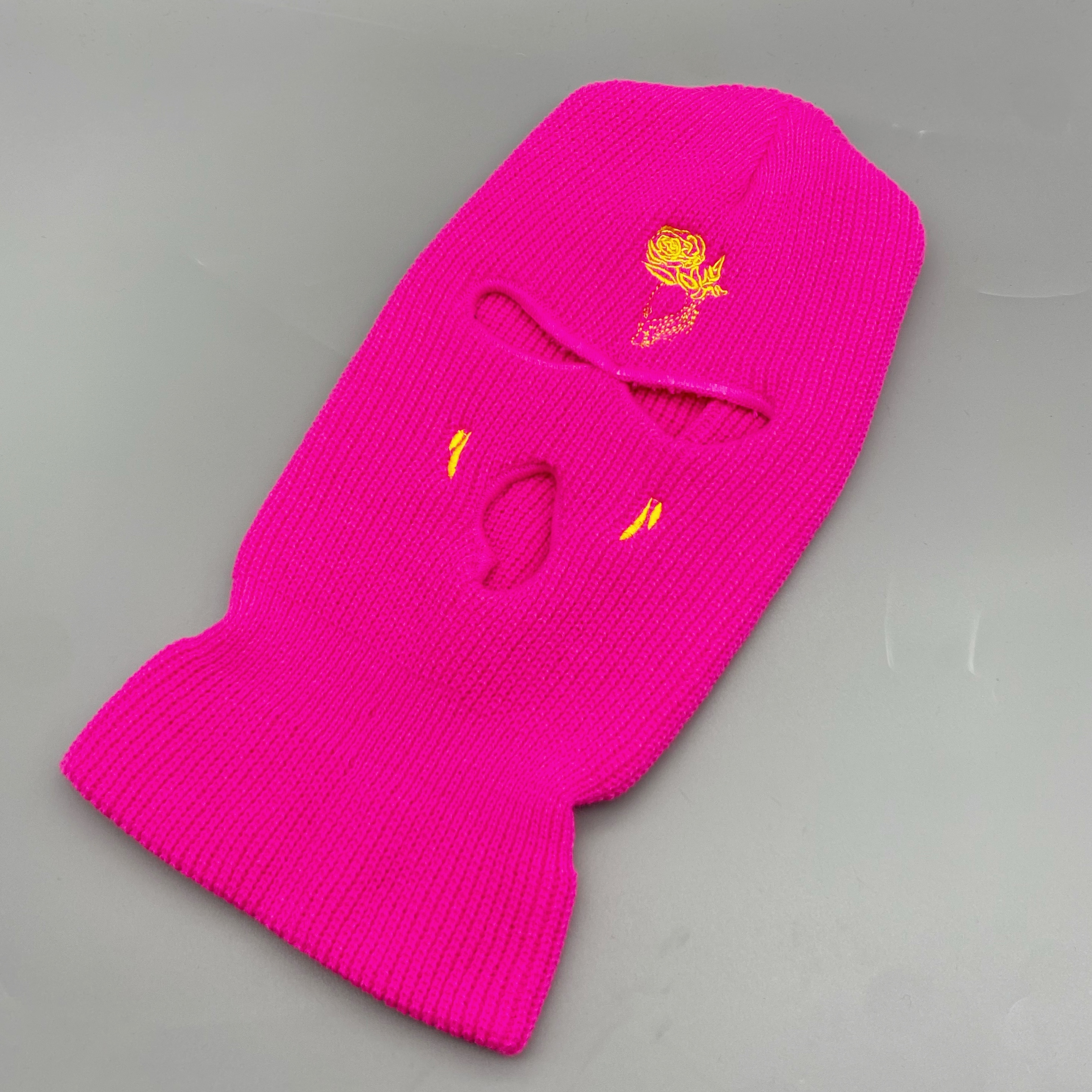 Rose Embroidery 3 hole Ski Mask Elastic Balaclava Knitted - Temu Australia