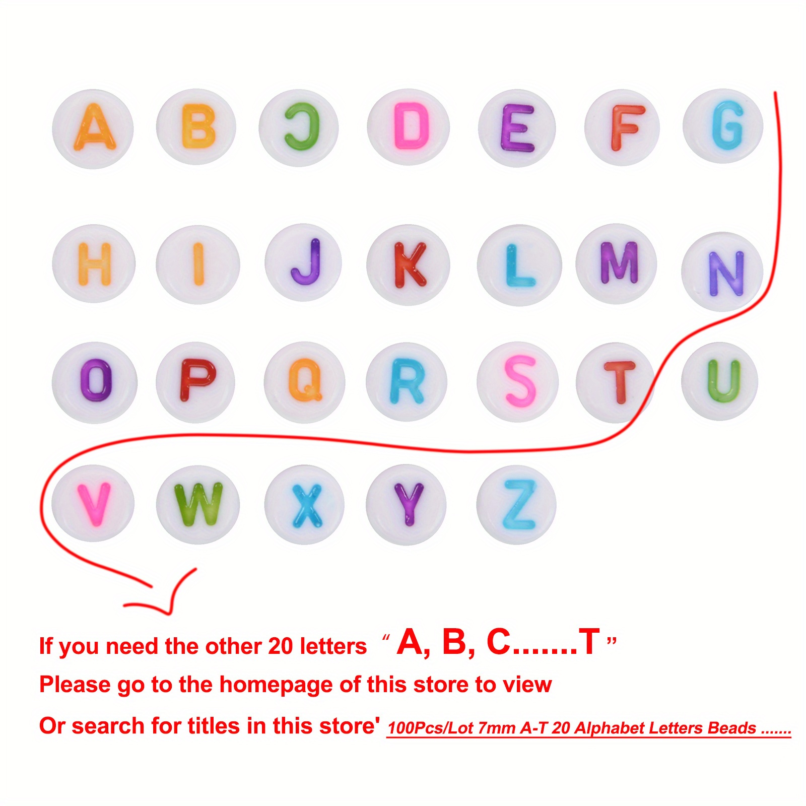 Alphabet Letters Beads Round White Acrylic Loose Spacer Bead - Temu New ...