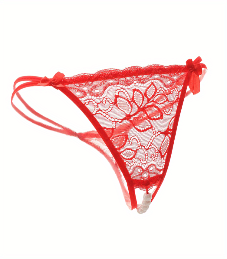 Sexy Floral Lace Thongs With Open Crotch Low Waist Sheer Panties For