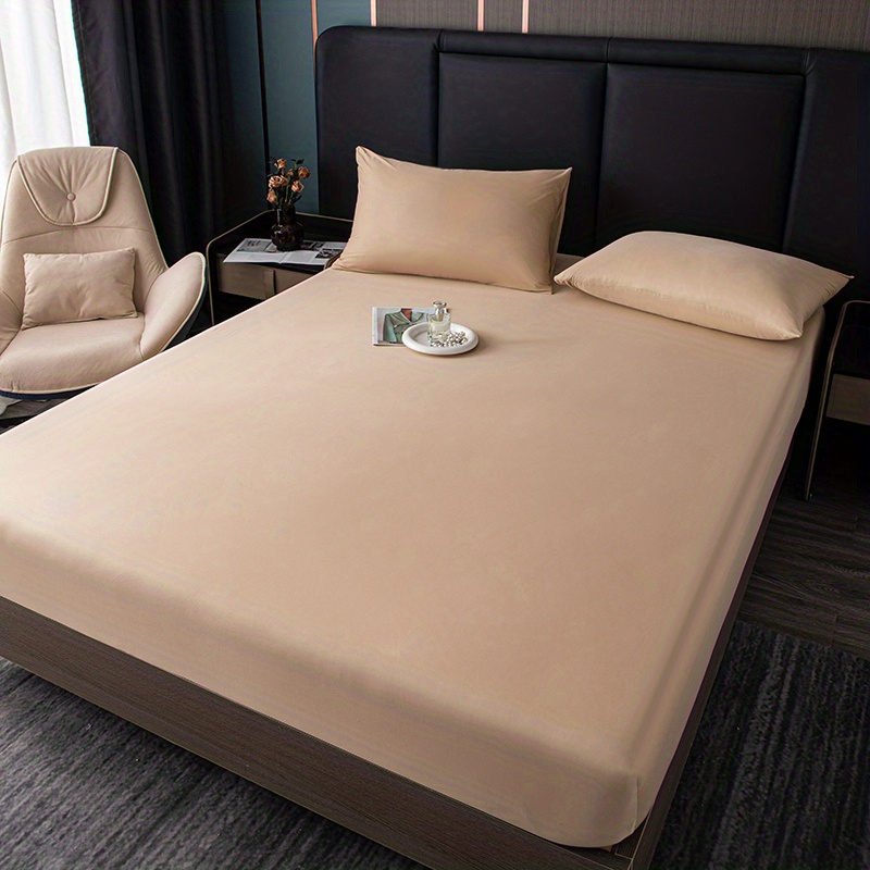solid color fitted sheet set soft comfortable camel washable - Temu ...