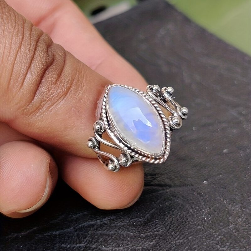 Vintage Men's Hollow Oval Stone Alloy Rings - Temu United Kingdom