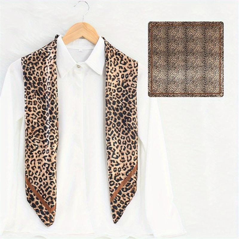 Trendy Leopard Print Shawl Elegant Bandana Satin - Temu