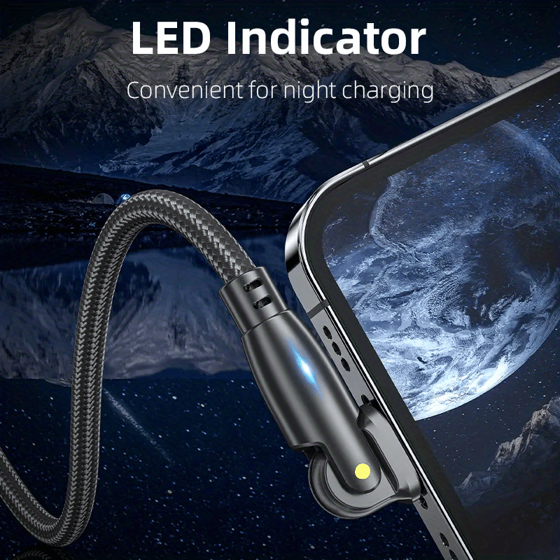 °cpd rotating cable l shape straight use 1 fast charging - Temu
