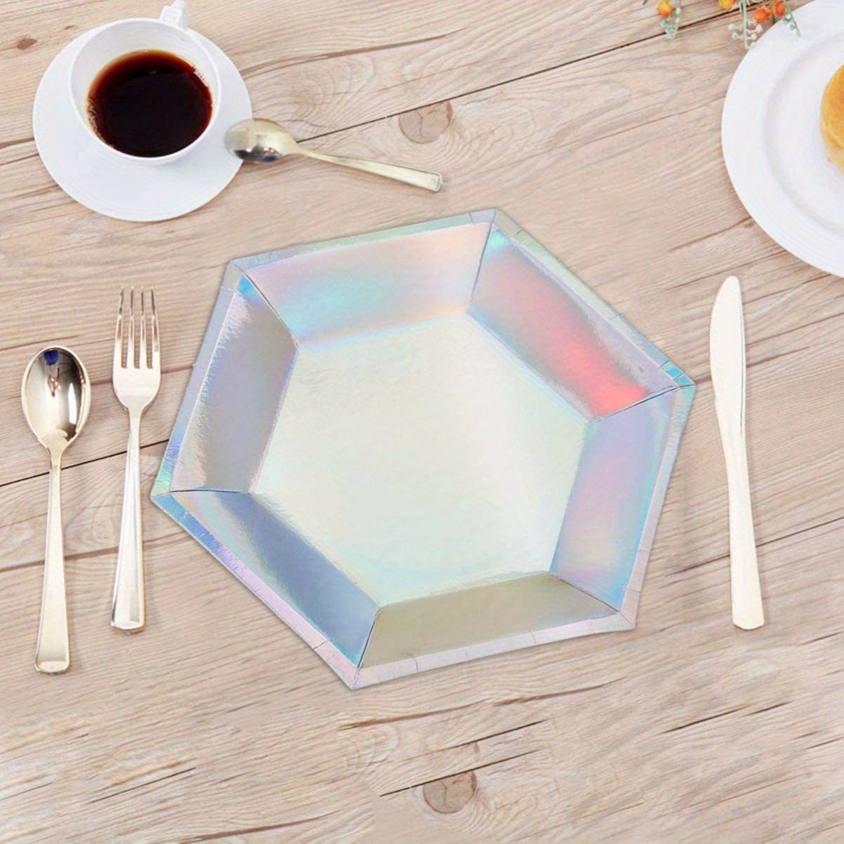 Disposable Paper Plate Silver Laser Paper Tableware Birthday - Temu