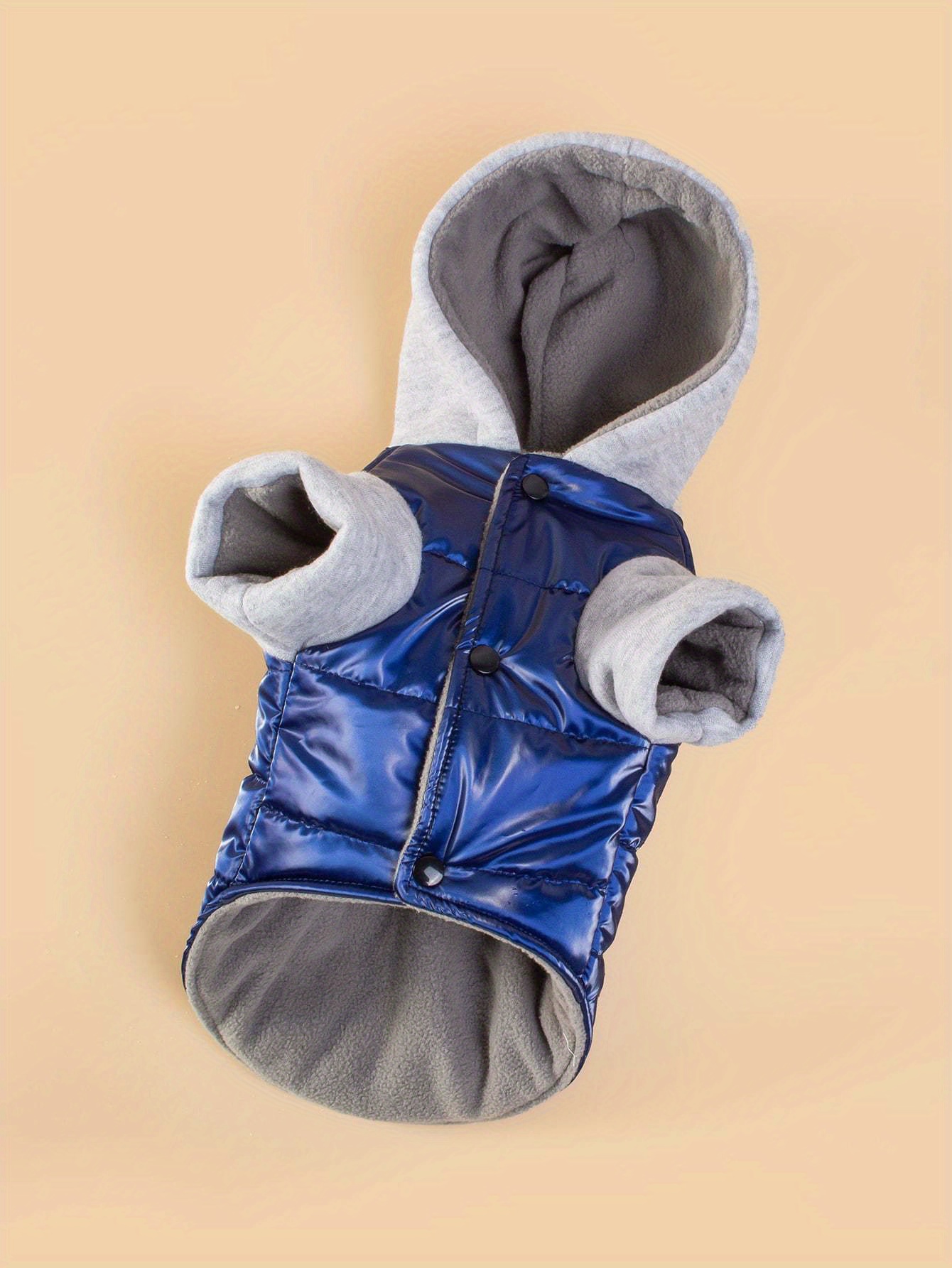 Blue Cotton Padded Dog Coat With Hat Hooded Pet Coat Cold - Temu