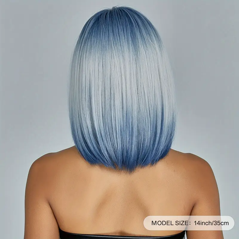 Long White Wigs Light Blue Roots Tail End Fashion Ombre Wigs Temu