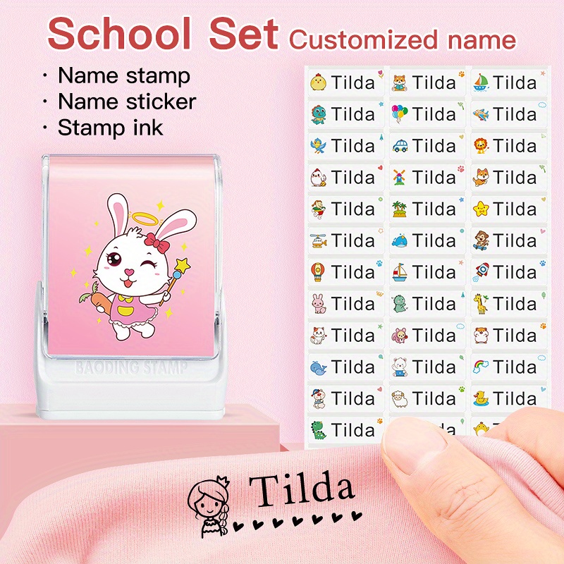 School Set ( Rabbit Stamp Stickers)custom Name Stamp - Temu United Kingdom