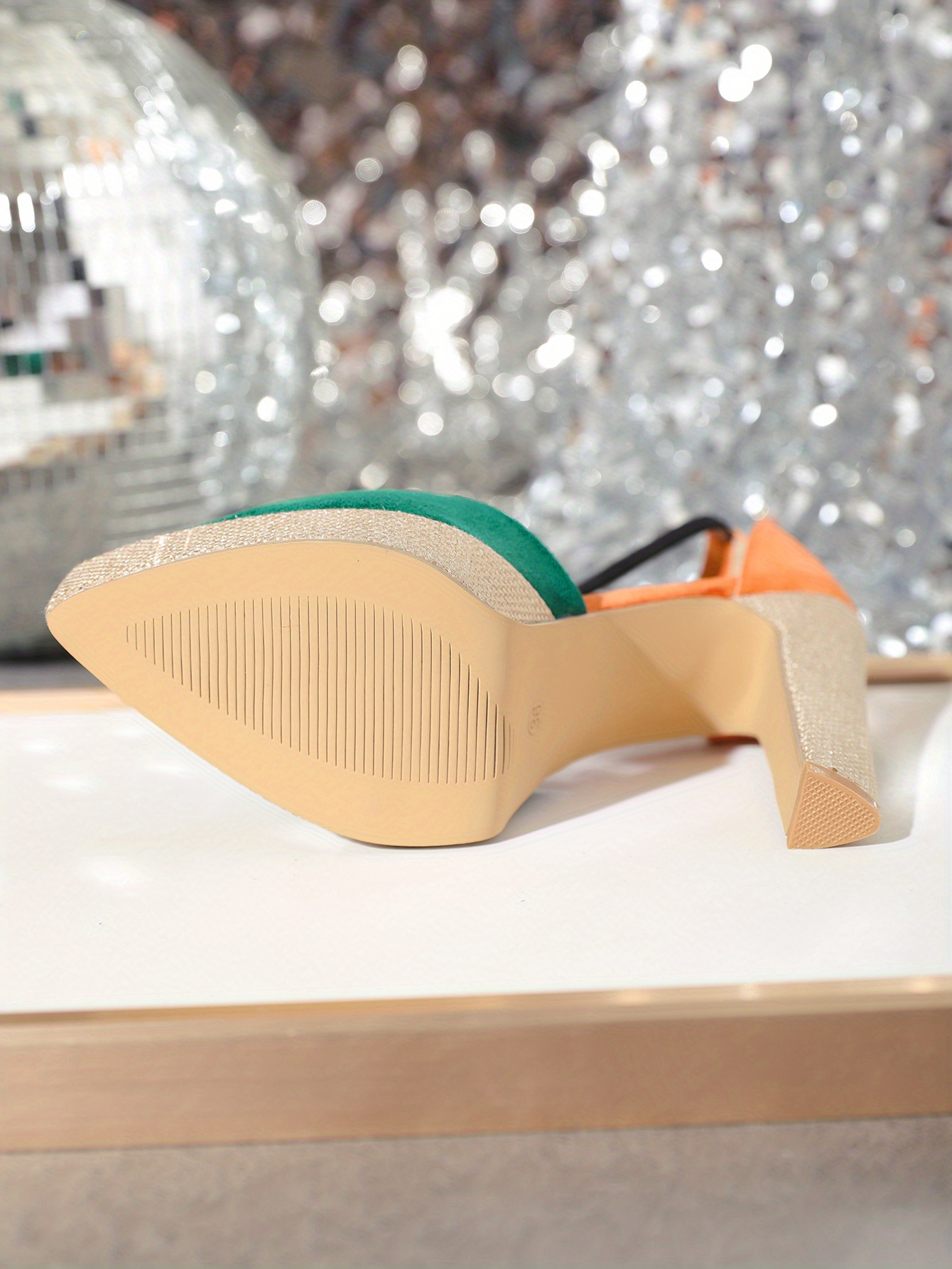 Women's Platform High Heels Pointed Toe Colorblock Ankle - Temu New Zealand