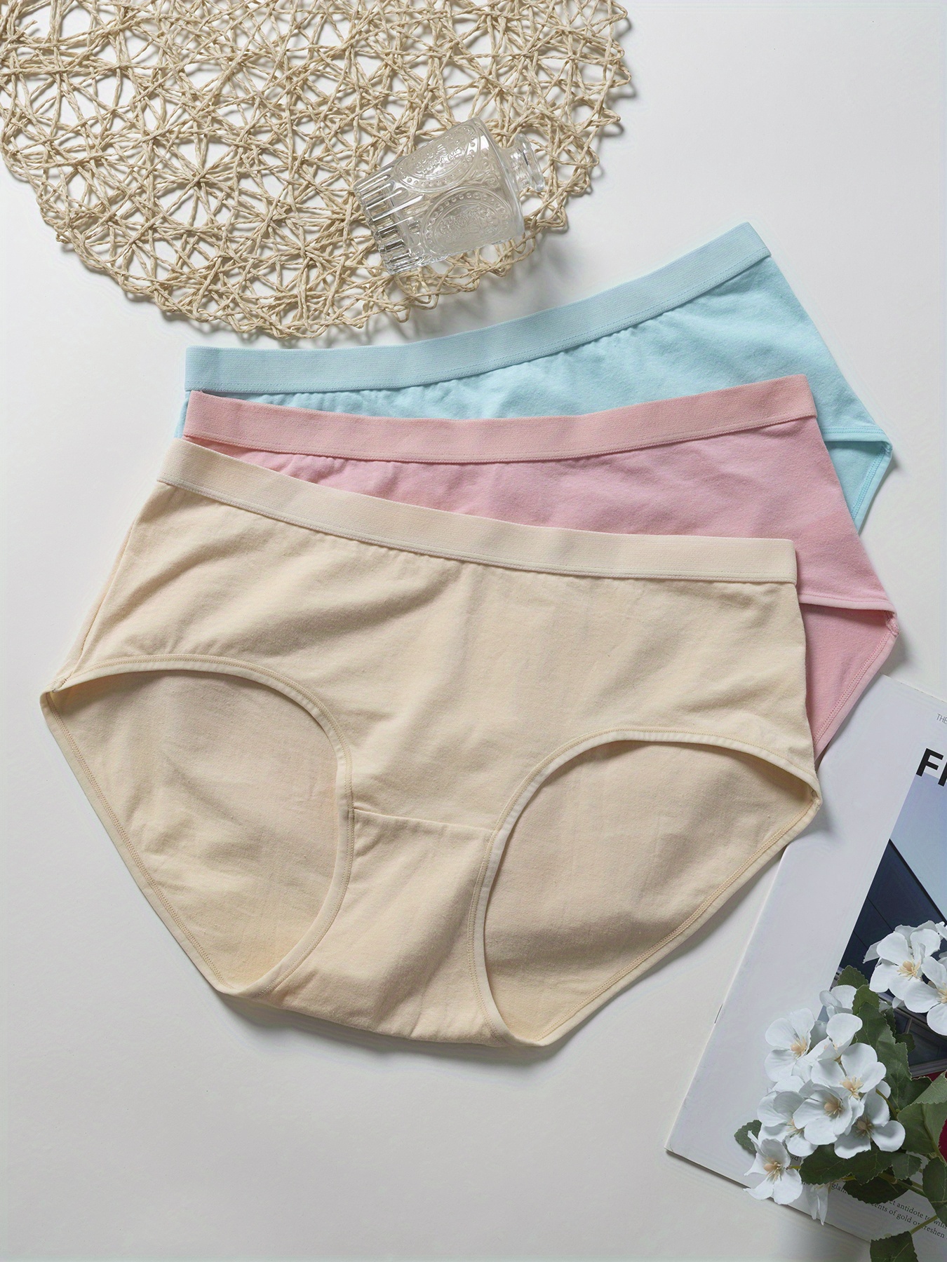 Plus Size Basic Underwear Set Women's Plus Solid High - Temu United Kingdom