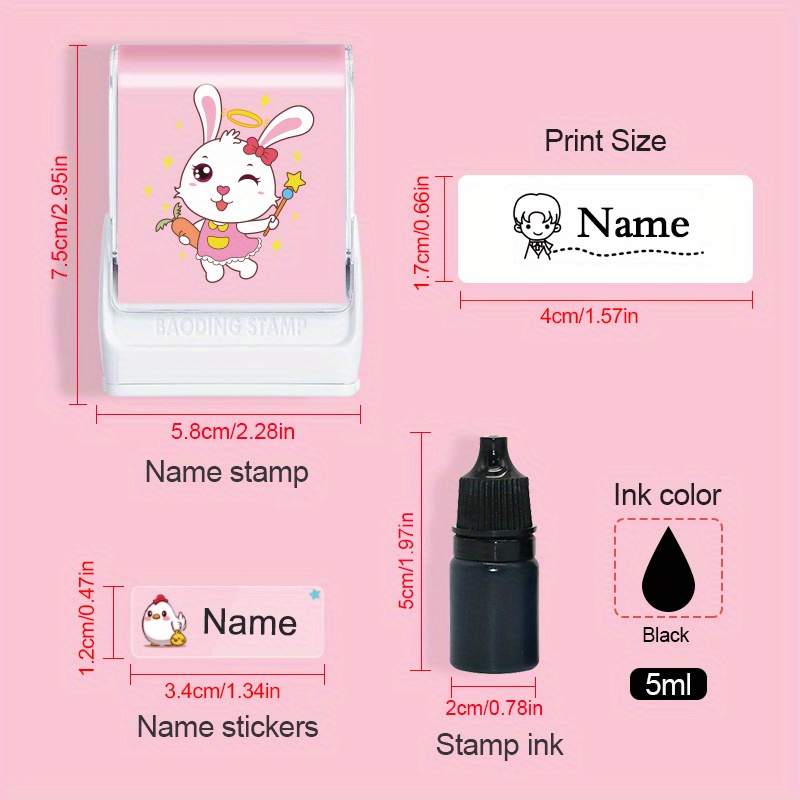 School Set ( Rabbit Stamp Stickers)custom Name Stamp - Temu United Kingdom