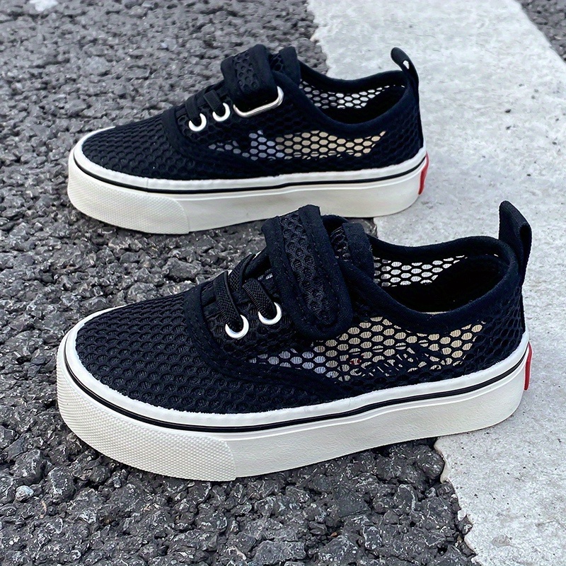 Girls Fashionable Mesh Breathable Hook Loop Skate Shoes - Temu Australia