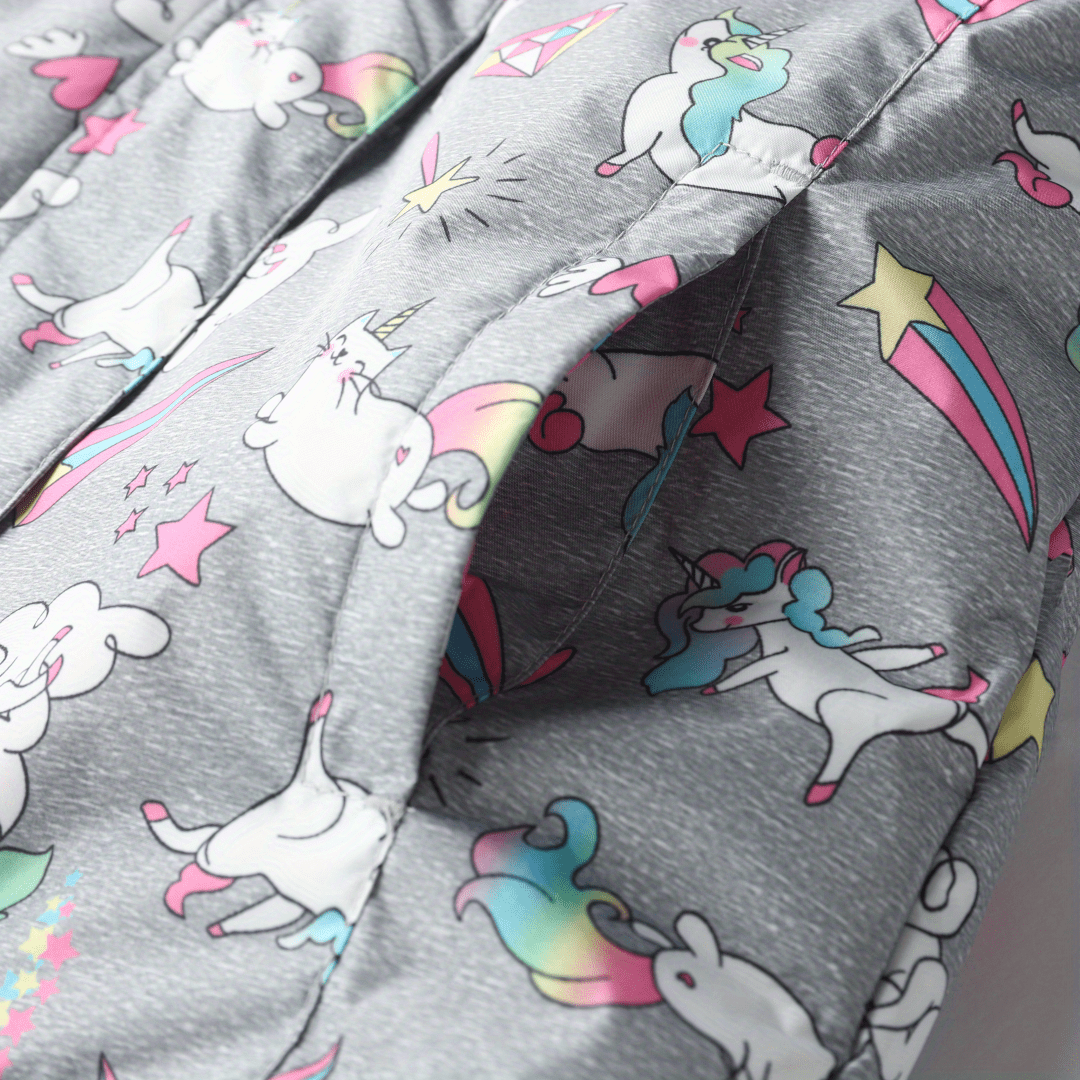 Girls' Cartoon Unicorn Lightweight Fleece Jacket Hooded Snow - Temu Australia