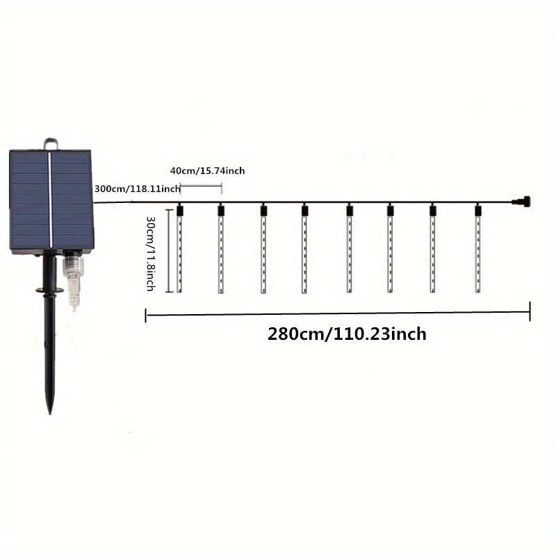 8 Tubes Led Solar Meteor Shower Lights Solar String Lights - Temu ...