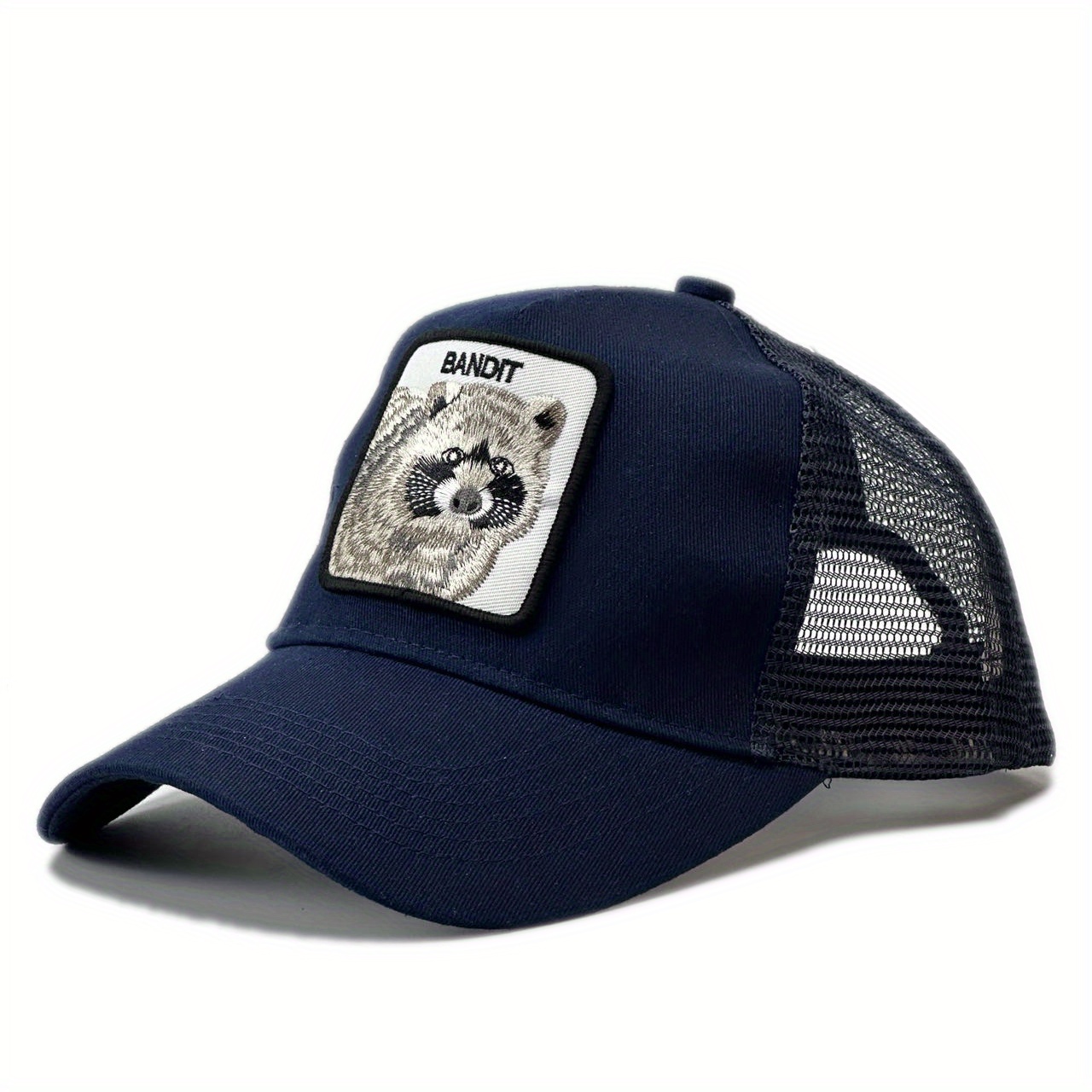 Cute Raccoon Embroidered Baseball Cap Animal Embroidery Cap Mesh Cap ...