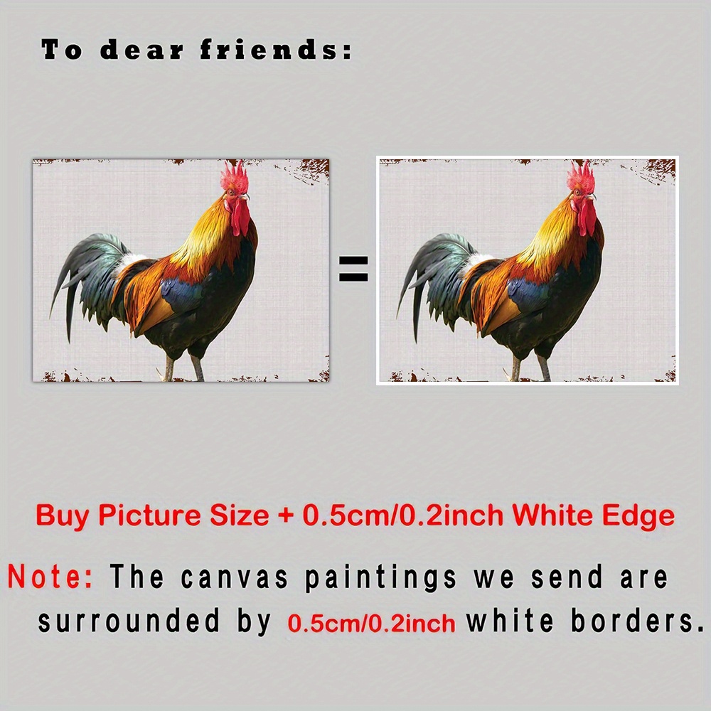 1pc art canvas poster realistic chicken painting on canvas household balcony outdoor chicken ...