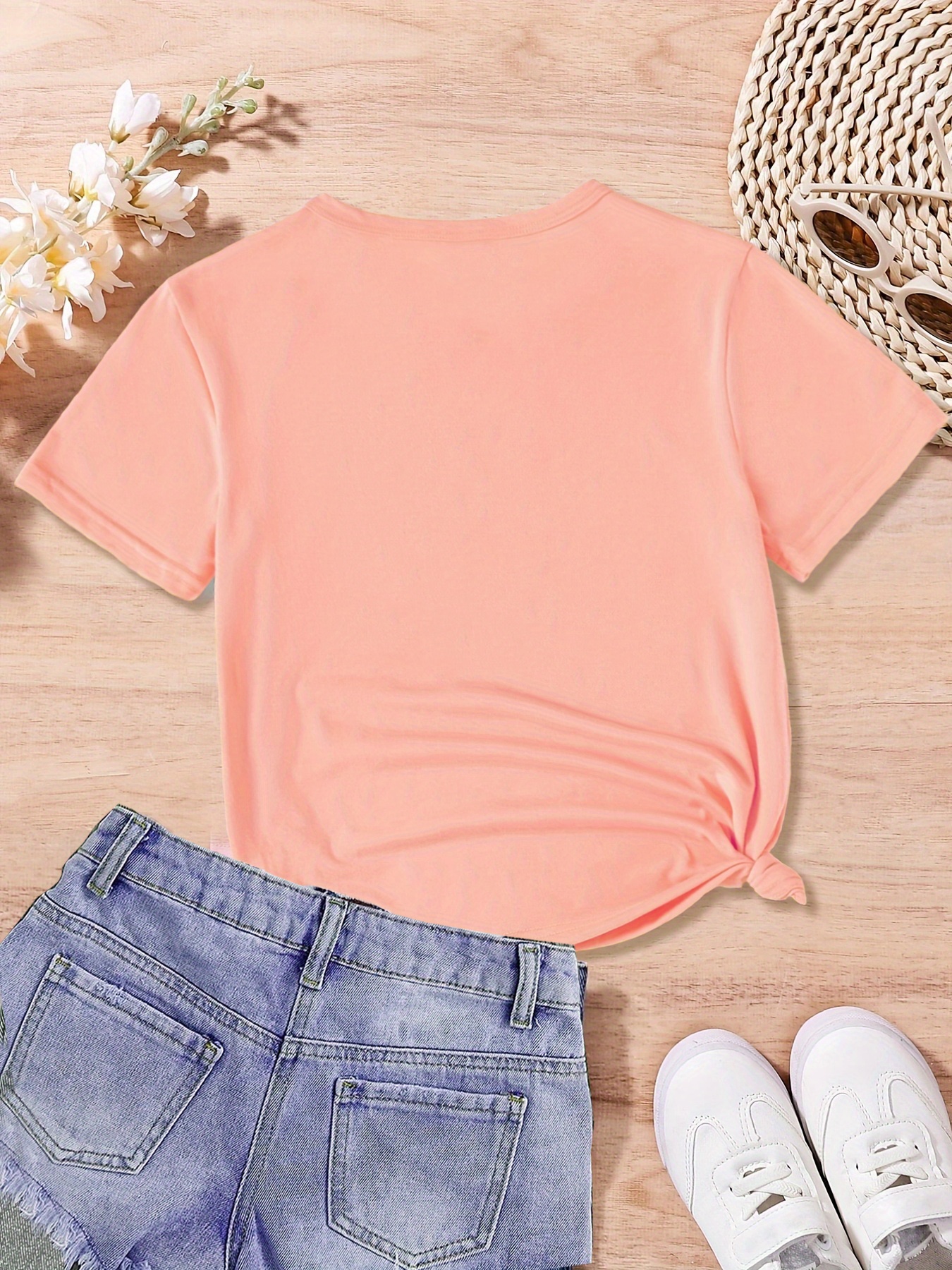 Girls Cartoon Sunflower God Graphic Tee Casual Crewneck - Temu United ...