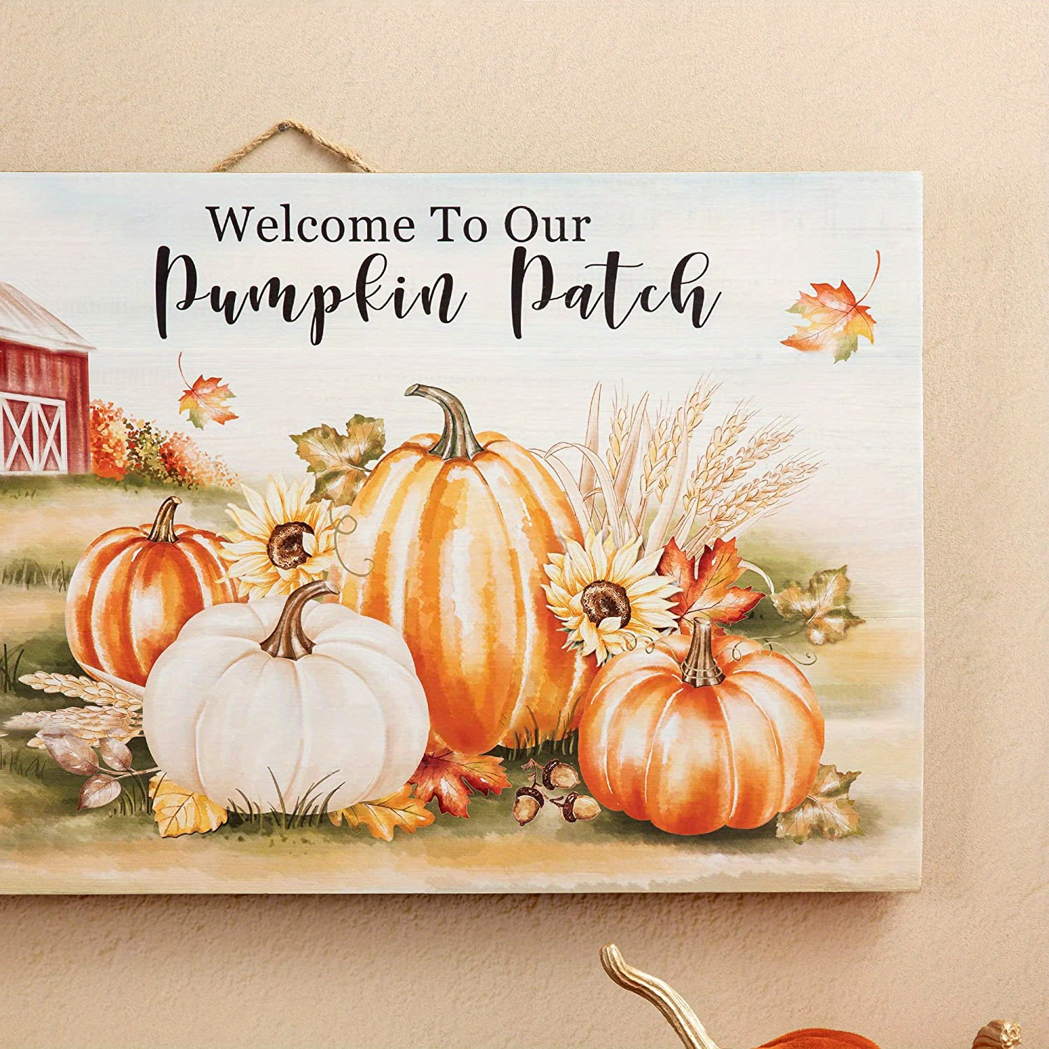 Wall Hanging Wooden Plaque Door Hanging Happy Autumn Pumpkin - Temu ...