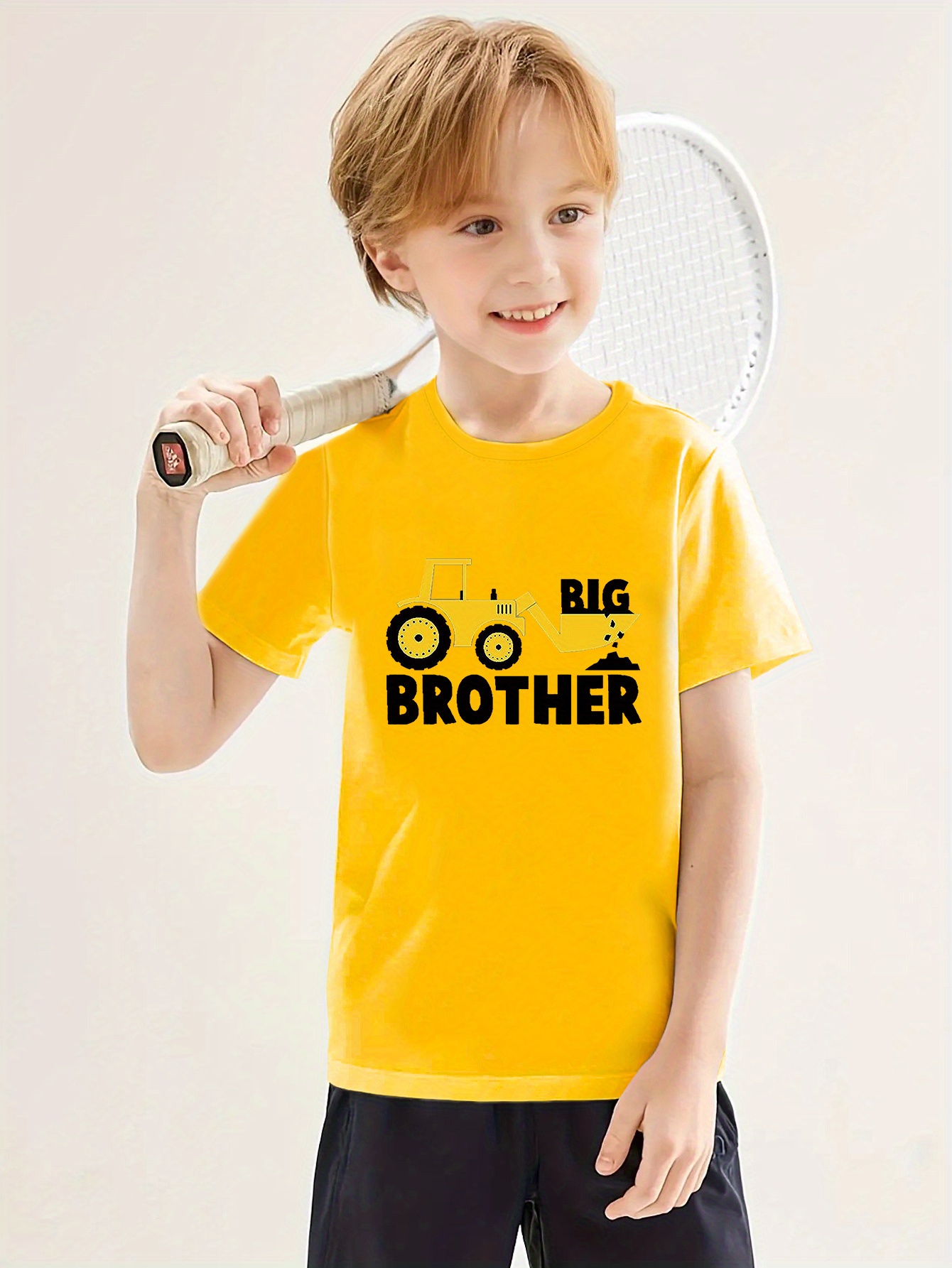 "big Brother" Cartoon Bulldozer T shirt Round Neck Tees Tops - Temu Australia