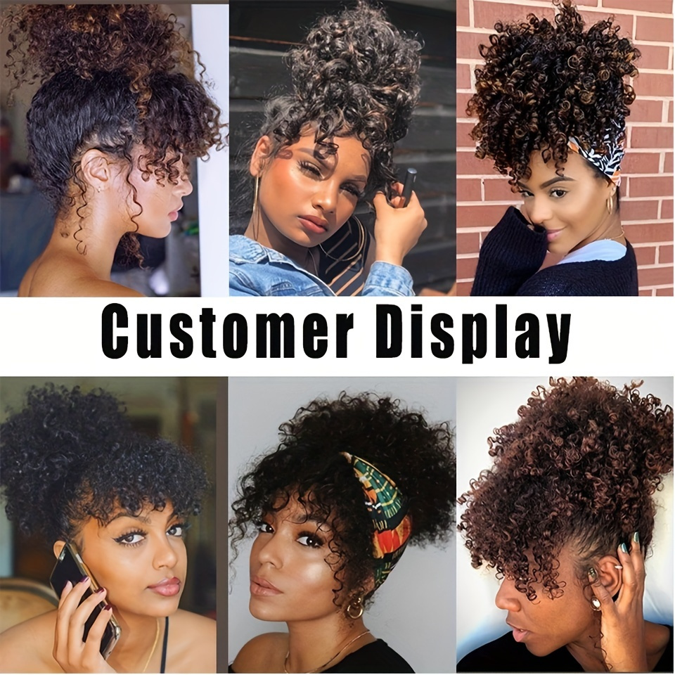 Afro Puff Hair Pieces Women Short Chignon Bangs - Temu United Kingdom