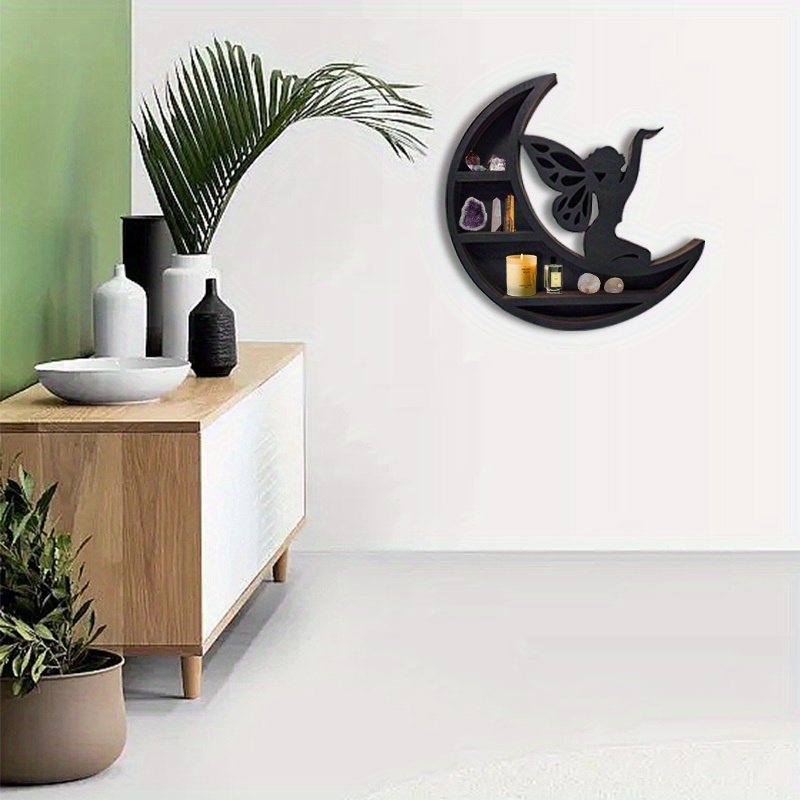 Moon Fairy Crystal Wood Shelf Wooden Crystal Display Shelf - Temu