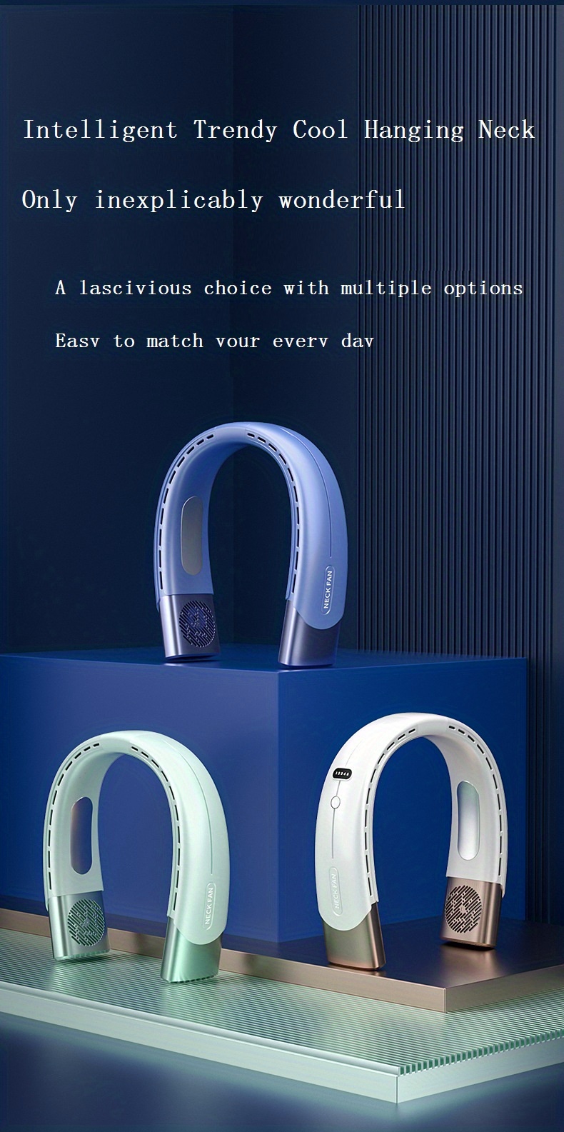 Hanging Fan Portable Usb Charging Neck Digital Display Built - Temu