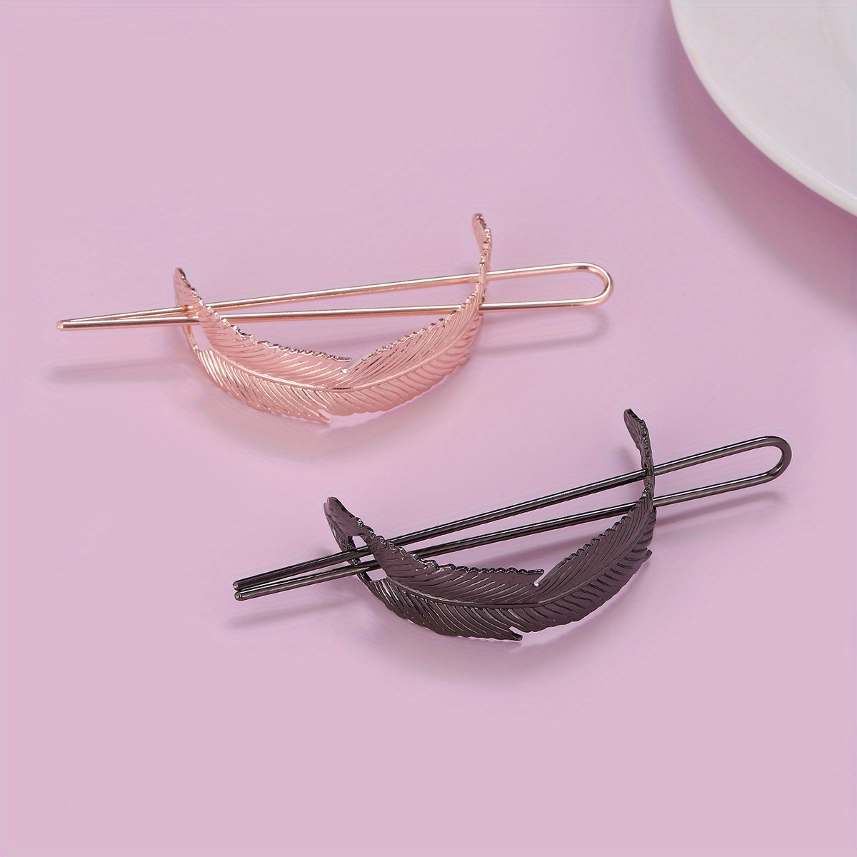 Glam Look A Feather shaped Alloy Hair Cuff Clip! - Temu United Kingdom