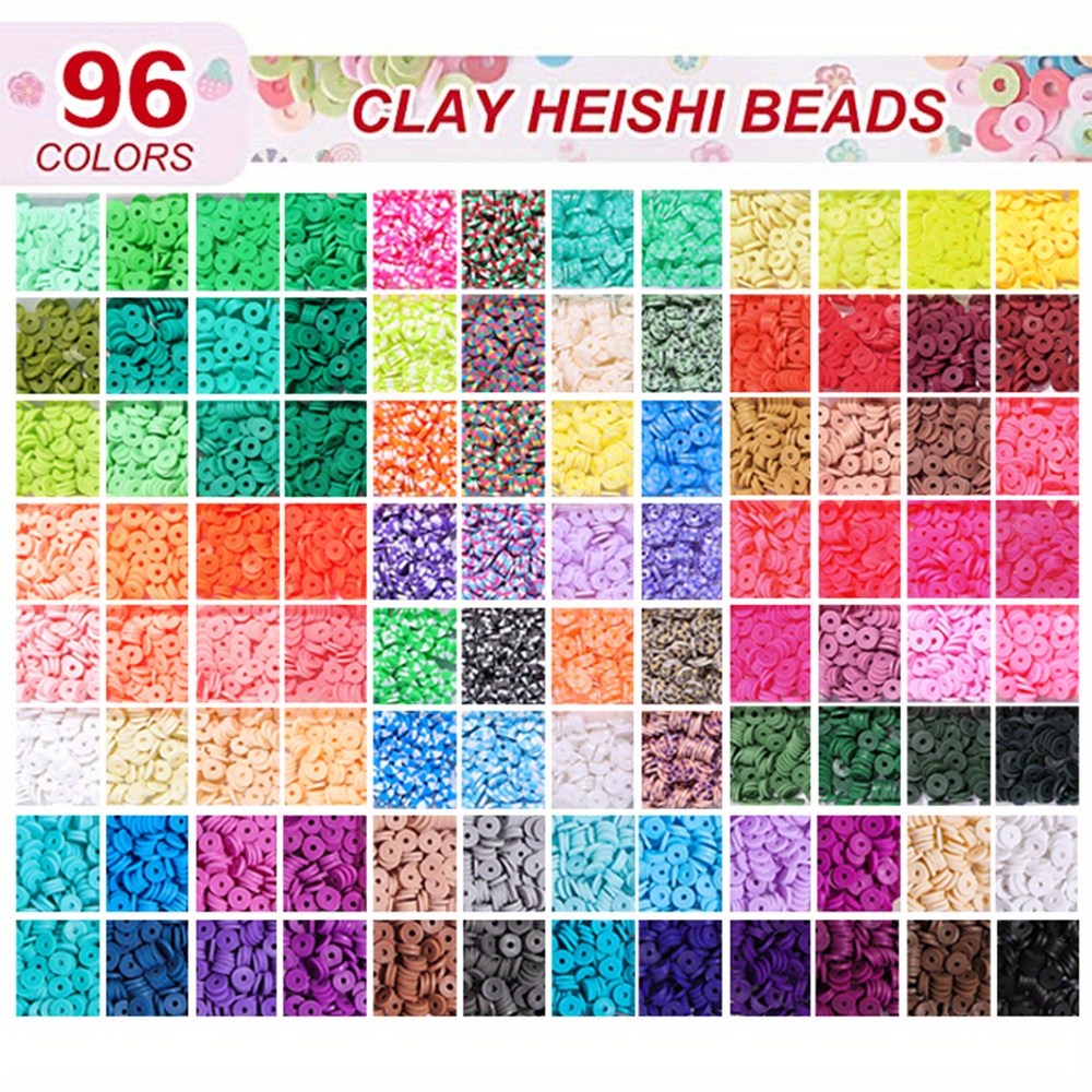 96 Colors Clay Beads Bracelet Making Kit Flat Round Polymer - Temu ...