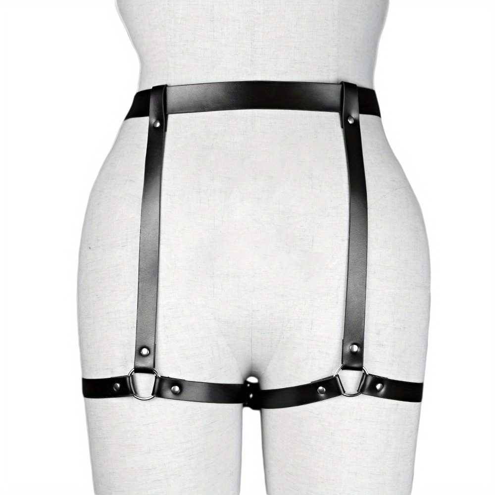 Punk Pu Leather Thigh Harness Black Rave Waist Belts Leg - Temu