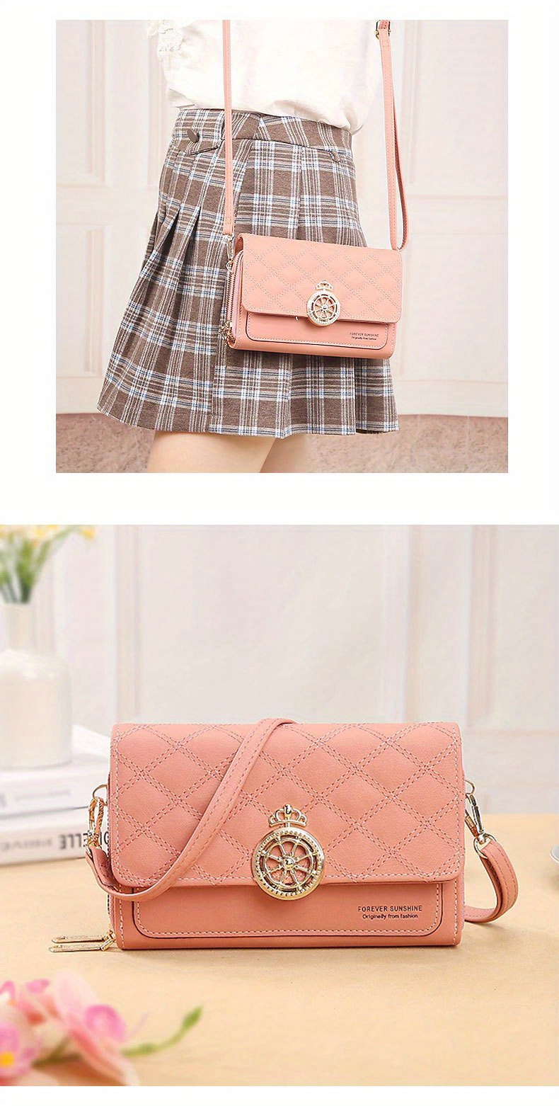 Argyle Quilted Square Crossbody Bag Pearl Flap Shoulder - Temu Australia