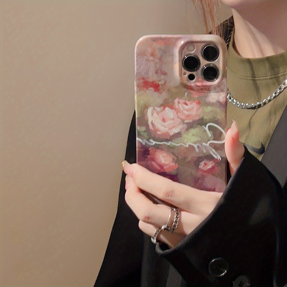 rose patterned film pc case: add a - Temu New Zealand