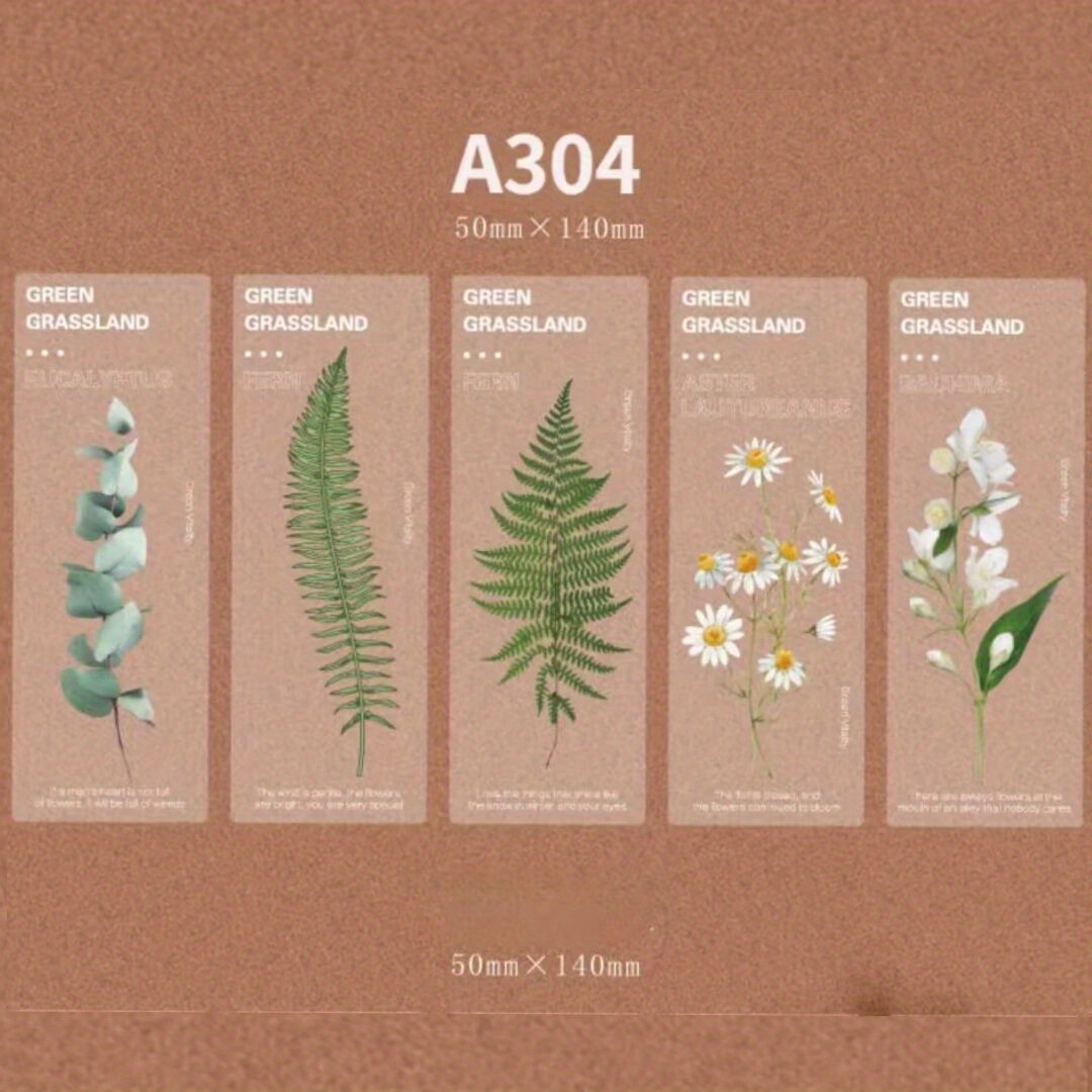 1 Set Of 5 Pet Semi Transparent Bookmarks Plant Secret Collection ...