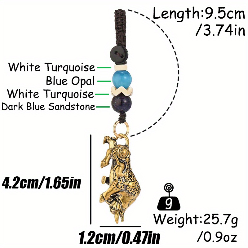 cow keychain natural stone retro rope keychain for men suitable for ...