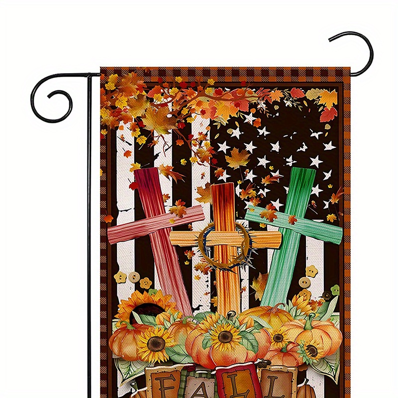 1pc Fall Garden Flag Double Sided Burlap Pumpkin Thanksgiving Small ...