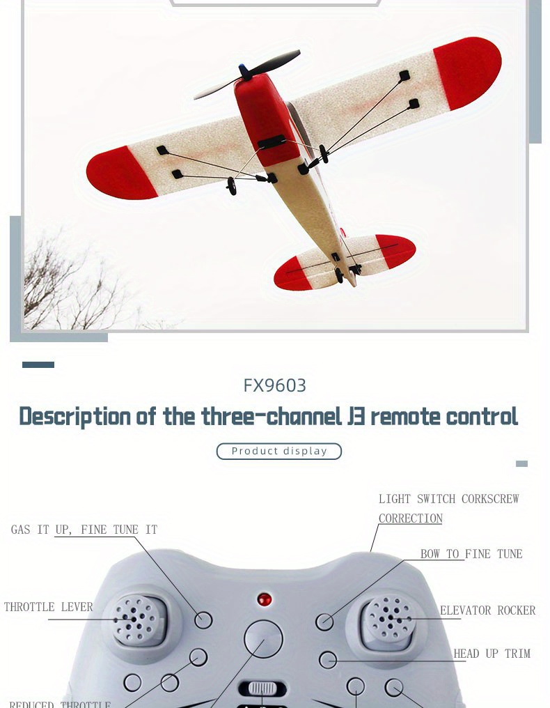 Three Channel J3 Cessna Glider Toy - Temu